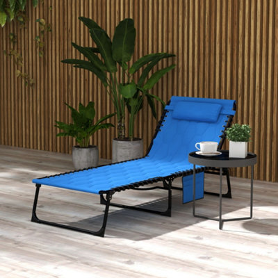 Outsunny Foldable Sun Lounger W/ Reclining Back, Sun Lounger W/ Padded ...