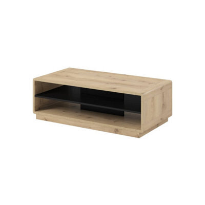 Arte Sleek Aston 99 Coffee Table 120Cm - Black Matt & Oak Torus: Stylish Centerpiece For Modern ...