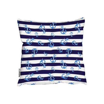 Andrew Lee Cushions - Anchors On White And Blue Marine (Cushion) / 45Cm ...