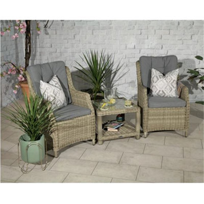 Clifton 2 Seater Garden Furniture Set - 3 Piece - Deluxe Rattan Comfort ...