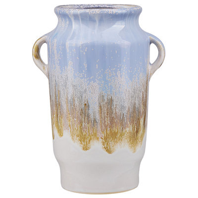 Beliani Flower Vase Gerrha Stoneware 25 Cm Light Blue by B&Q | ufurnish.com