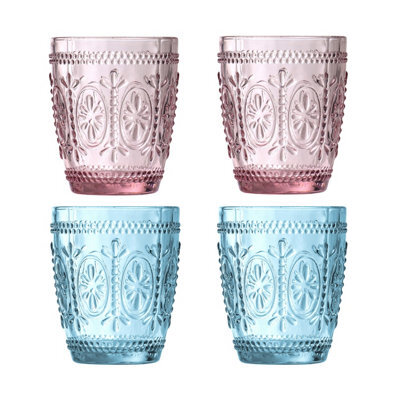 Premier Housewares Set Of Four Fleur Glass Tumblers by B&Q | ufurnish.com