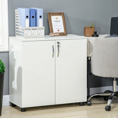 Vinsetto 2-Tier Locking Filing Cabinet Office Storage Cabinet, White by ...