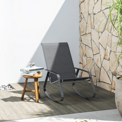 Outsunny Garden Rocking Chair With Armrests, High Back, Grey by B&Q ...
