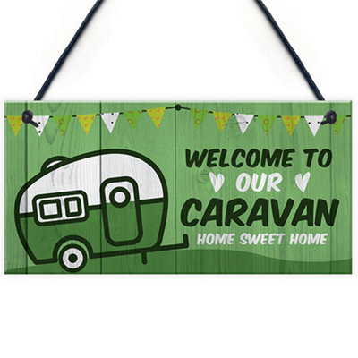 Red Ocean Caravan Sign Hanging Door Wall Plaque Welcome Sign Campervan ...