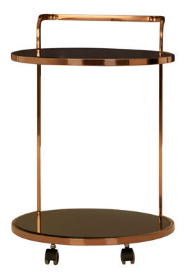 Orsina Versatile 2 Tier Rose Gold Finish Drinks Trolley, Elegant Drinks ...