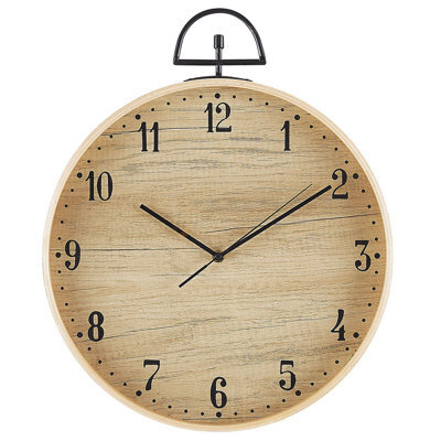 Beliani Wall Clock Opfikon 40 Cm Light Brown by B&Q | ufurnish.com