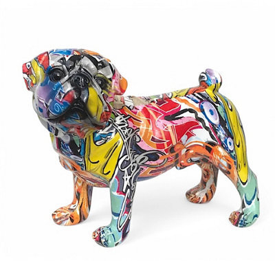Animal Crackers Graffiti Art Pug Figurine, Bright Colour On Trend ...