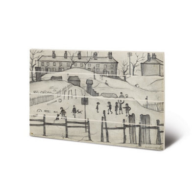 L.s. Lowry Houses In Broughton 1937 Wood Small Plaque Cream (40Cm X ...