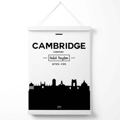 Artze Wall Art Cambridge Black And White City Skyline Art Print With ...