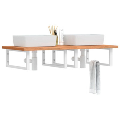 Berkfield Basin Shelf Wall Mounted Steel And Solid Wood Beech by B&Q ...