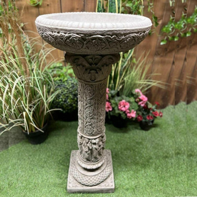 Roman Design Very Detailed Stone Cast Birdbath by B&Q | ufurnish.com
