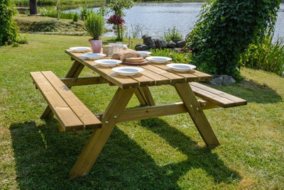 Buttercup Farm Buttercup Combined Round Picnic Table - Wood - L177 X ...