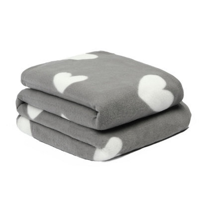 Dreamscene Soft Heart Print Polar Fleece Throw by B&Q | ufurnish.com