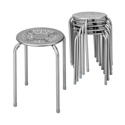 Costway Set Of 6 Metal Stacking Stools Round Nesting Bar Stool With X ...