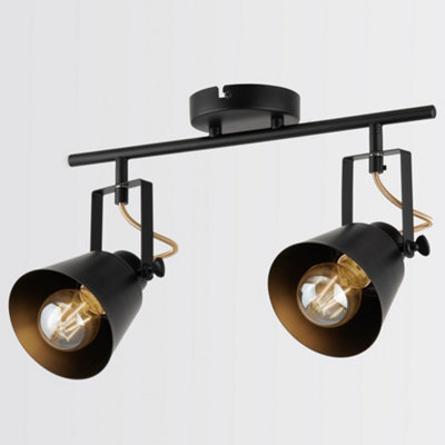 Verve Design Abigail Spotlight Matt Black And Gold E27 Gls Led ...