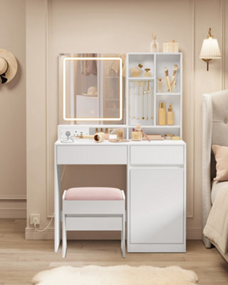Songmics Dressing Table With Mirror And Lights, Power Outlets, Vanity ...