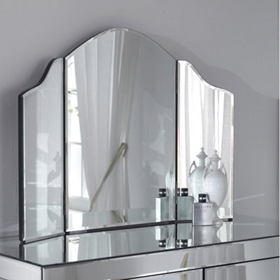 Chic Interiors Silver Curved Triple Dressing Table Vanity Mirror by B&Q ...