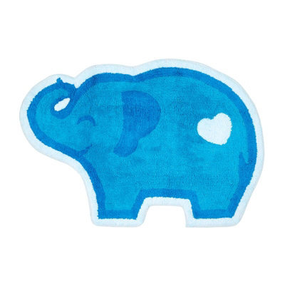 Homescapes Cotton Tufted Blue Elephant Rug by B&Q | ufurnish.com