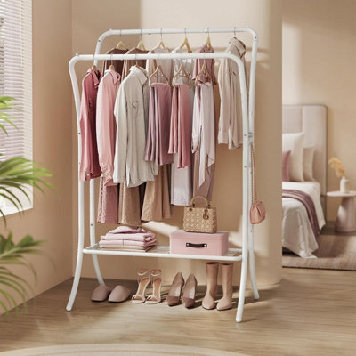 Songmics Clothes Rail, Portable Clothes Rack, Double Clothes Hanging ...