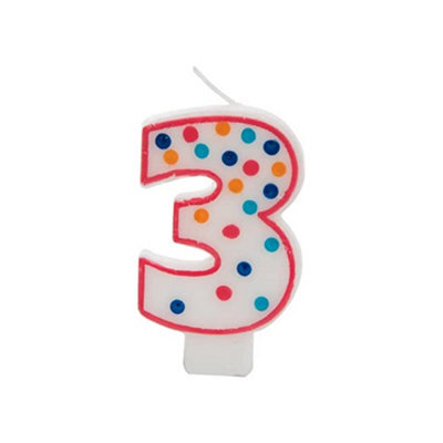Unique Party 3 Polka Dot Birthday Candle White/red/blue (One Size) by B ...