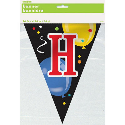 Unique Party Plastic Flags Happy Birthday Bunting Multicoloured (14Ft ...