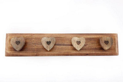 Geko Mango Wood Heart 4 Coat Hooks by B&Q | ufurnish.com