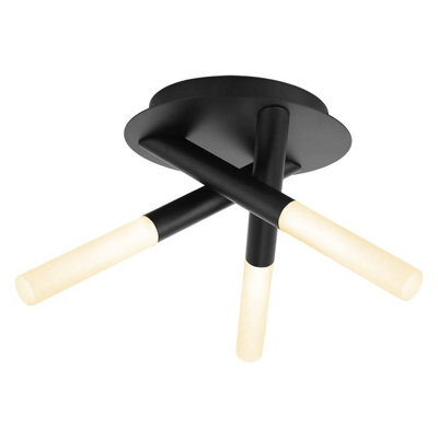 Plum&clay Cali Black Finish 3 Pronged Cross Over Ceiling Light Modern ...