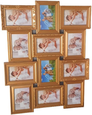 Trendi Large Multi Aperture Photo Frame For 12 6 X 4 Photos Gold Photo ...