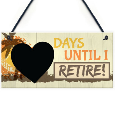 Red Ocean Days Until I Retire Chalkboard Countdown Hanging Plaque Funny ...