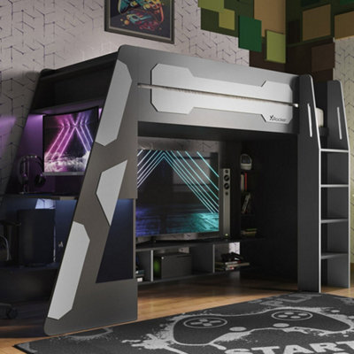 X Rocker X-Rocker Garrison High Sleeper Gaming Bed Wooden Single 3Ft ...