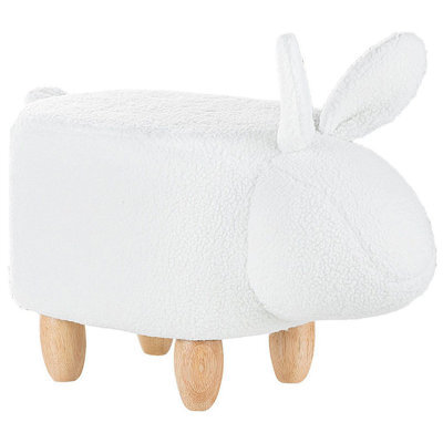 Beliani Animal Stool Bunny Fabric Off-White by B&Q | ufurnish.com