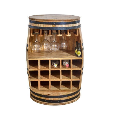 Buttercup Farm Surrey Solid Dark Barrel Wine Sideboard - Solid Mango ...