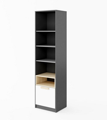 Arte Pok Tall Bookcase (H)1930mm (W)500mm (D)410mm - Grey & White ...