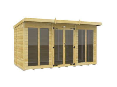 Diy Sheds 12X6 Pent Summer House Loglap (Full Height Window) by B&Q ...