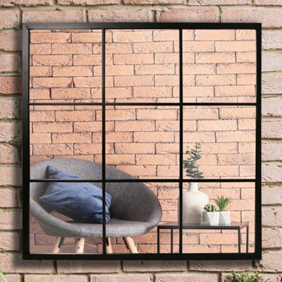 Dibor Classic Black Square Framed Window Mirror Indoor Hallway Bedroom ...