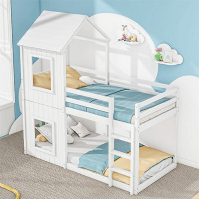 Abrihome 3Ft Treehouse Bunk Bed 90X190Cm, Single Bed, Cabin Bed Frame ...