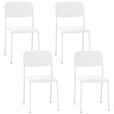 Gainoom Modern White Dining Chairs Set Of 4 Stackable Kitchen Chairs by ...