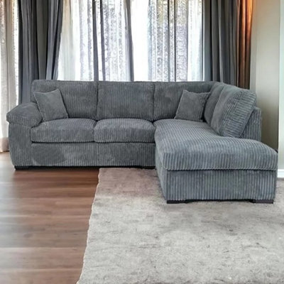 Sofa Scene Amalfi Corner Sofa Suite, Left And Right Hand Chaise, Grey Jumbo Cord by B&Q ...