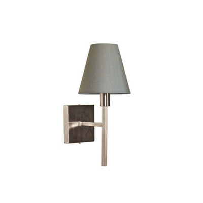 Stylish Square Wall Light With Grey Shade And Brushed Nickel Finish by ...