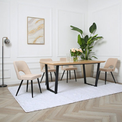 Thetis Dining Set - Oak-Effect Table With 4 Boucle Chairs by B&Q ...