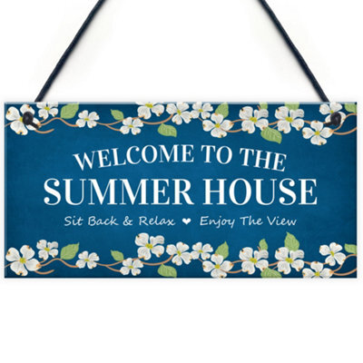 Red Ocean Welcome Signs For Summerhouse Hanging Wall Garden Plaque New ...