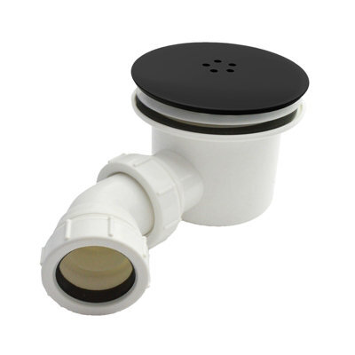 Nes Home Black Cover Low Profile Shower Tray Waste Trap Easy Removable ...