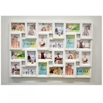 DEENZ 24 Pictures Multi Aperture Photo Frame For 24 Photos Holds 6X4 Inch White by B&Q ...