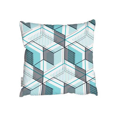 Andrew Lee Cushions - Blue Geometric Hexagons (Cushion) / 60Cm X 60Cm ...
