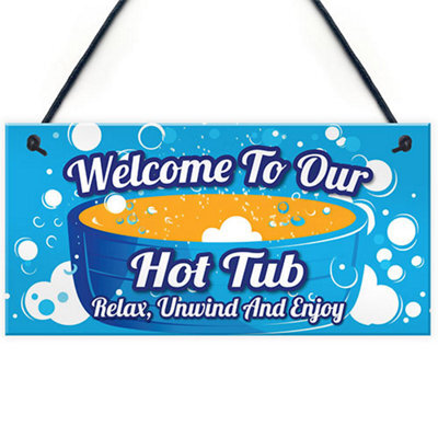 Red Ocean Hot Tub Signs And Plaques Garden Pool Hanging Wall Shed ...