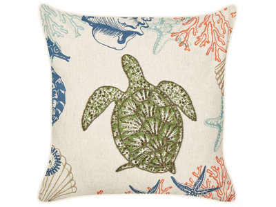 Beliani Throw Cushion Algae Linen 45 X 45 Cm Beige Animal Pattern by B ...