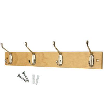 Keypak Coat Rack Wall Mounted Polished Chrome 4 Double Hooks - Solid ...