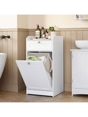 Songmics Vasagle Bathroom Cabinet With Laundry Basket, Bathroom Storage ...