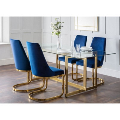 Ashfield Minori Dining Table & 4 Vittoria Blue Dining Chairs by B&Q ...